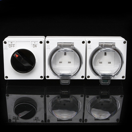 Switch + 2-Gang UK Socket IP66 Outdoor RCD Waterproof Outlet & Switch ...