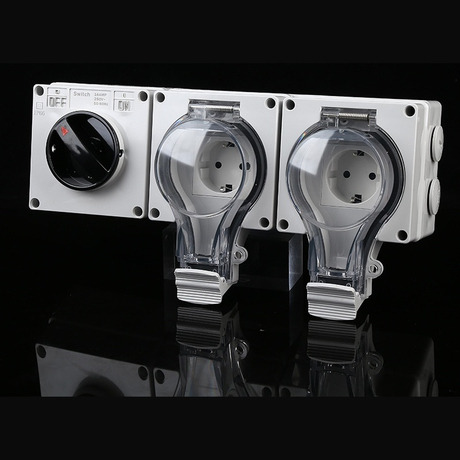 1 Gang Switch & 2 Gang German Waterproof Socket Industrial Power ...