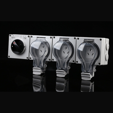Bsumwell IP66 Single Switch + Triple 16A Three-Pin Industrial Socket ...