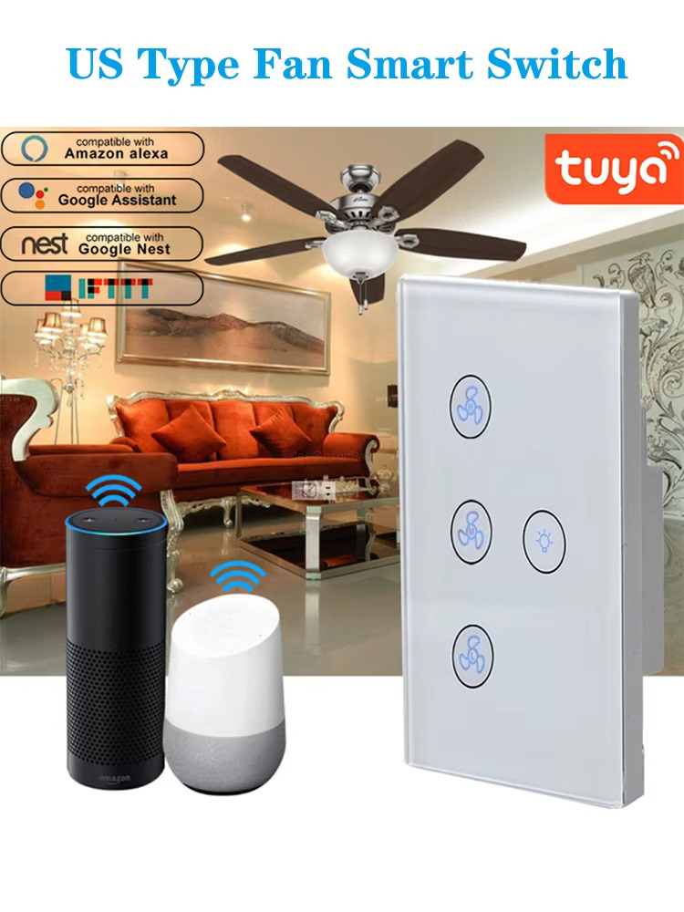 EU/US/UK Smart Fan Speed & Light Voice Control Touch Switch - WiFi 2.4G ...