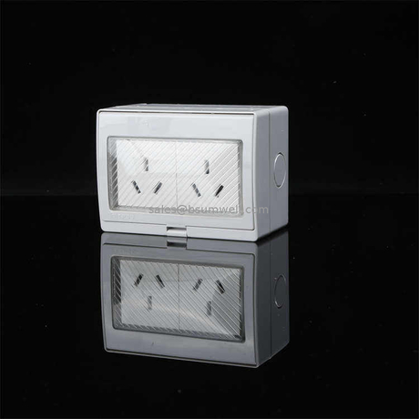 Wall Mounted 2 Gang Socket Weatherproof IP55 Switch Electrical Home ...