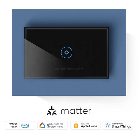 US Black Standard Glass Touch Switch WiFi Matter Light Switch 1/2/3 ...