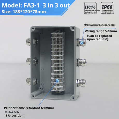 Aluminum Explosion-Proof Box Fiberglass PC Flame-Retardant U-Terminals ...