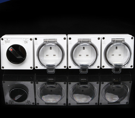3-Gang UK Outdoor Socket with Switch IP66 RCD Weatherproof Multi-Outlet ...