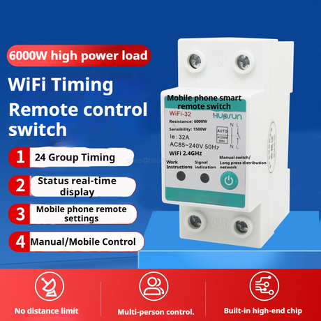 32A 40A 63A 20-gang Switch Control Wireless Remote Control WiFi Timer Mobile Tuya App Rail Timer ...