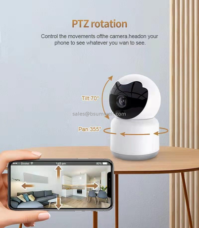 WiFi Smart PTZ Camera Night Vision Motion Detection 2 Way Audio Pan ...