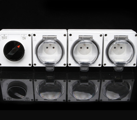 Triple French Socket with Master Switch | IP66 16A 250V Outdoor RCD ...