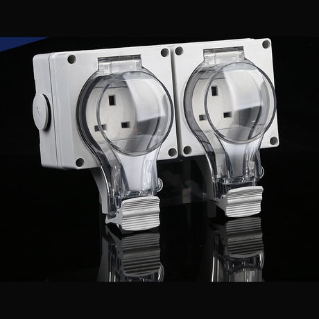 Dual-Gang IP66 UK Rainproof Socket | 13A British Plug for Outdoor ...